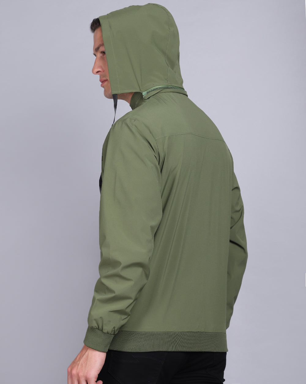 Buy Solid Hooded Wind-Cheater-Green Online